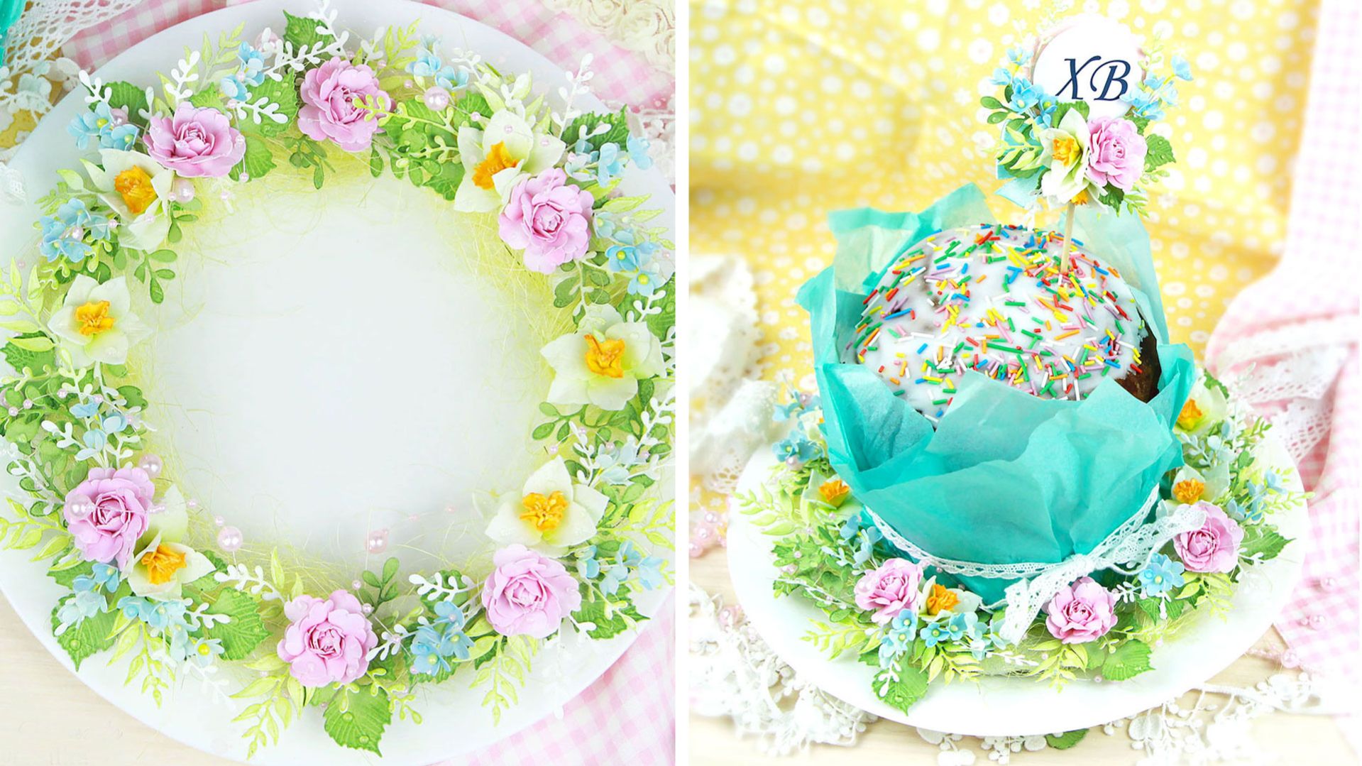 Пасхальные ИДЕИ своими руками 💛 Украшения для пасхального кулича: венок и топпер