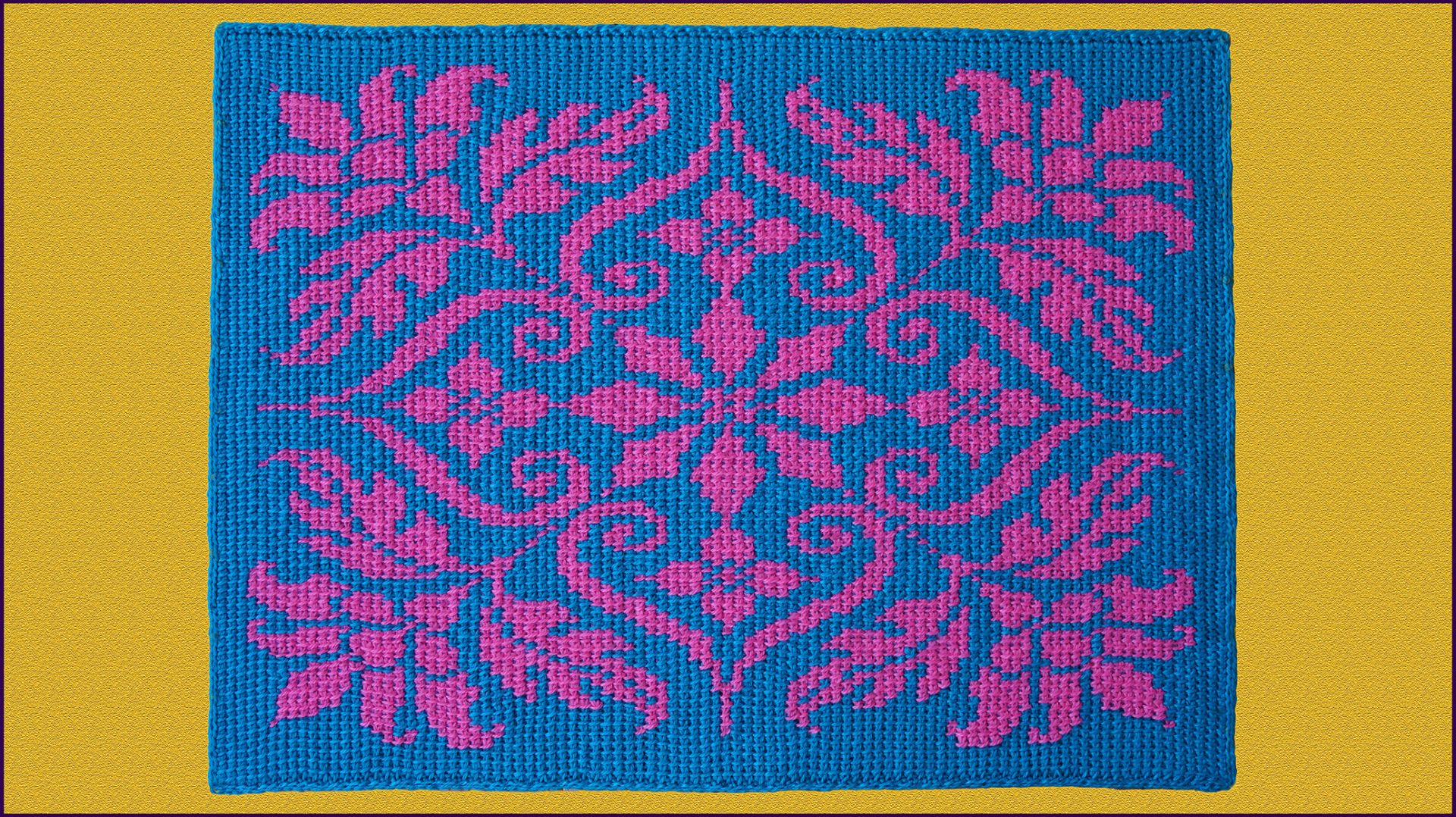 Коврик тунисским крючком с красивым узором. Часть 2.