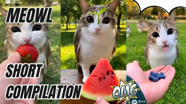 МАЛЫШ МЯУЛ 😺🦉КУШАЕТ РАЗНЫЕ ВКУСНОСТИ 🫐🍓🍉!!! МАЛЕНЬКАЯ КОТОСОВА МУКБАНГ ВИДЕО! 😺😻🙀