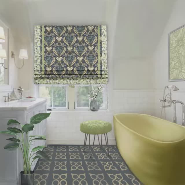 Римская штора в ванной.Скетч-коллаж