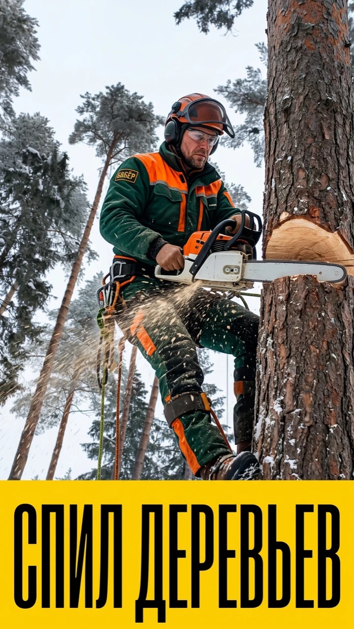 Валка деревьев методом промышленного альпинизма