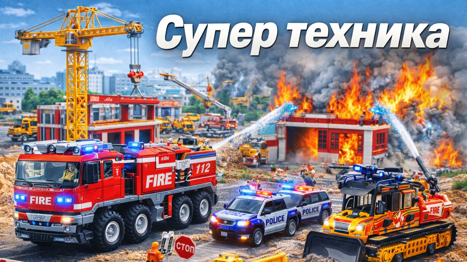 🔥 Строим пожарную часть! 🚒 Тушим пожар и супер машины в деле | Мультик для детей