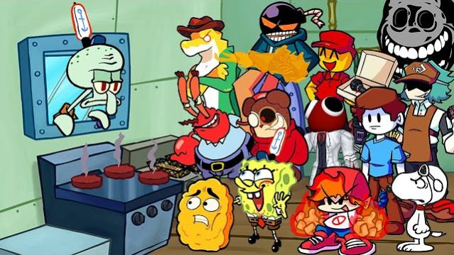 FNF КРАСТИ КАРОЛИНГ, НО ЕГО ПОЮТ ВСЕ 🎤!!Разные персонажи Поют Красти Каролинг РЕАКЦИЯ