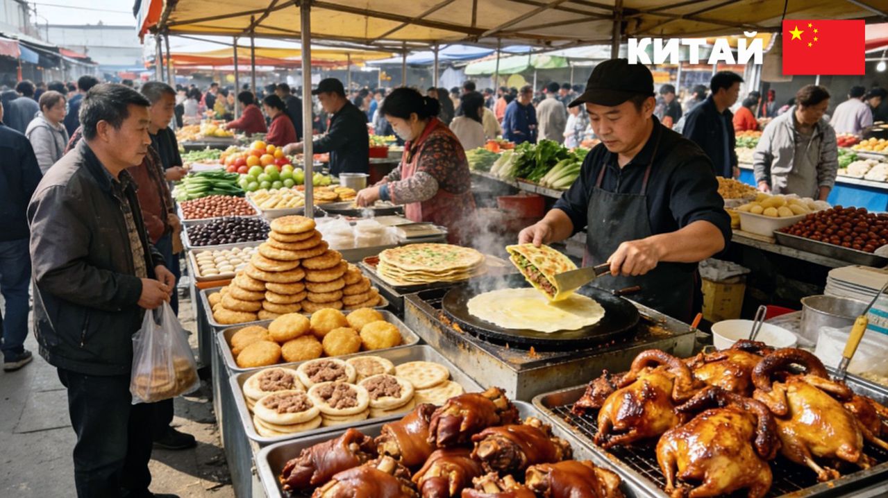 Китайская уличная еда | Уникальные утренние рынки и огромные ночные рынки