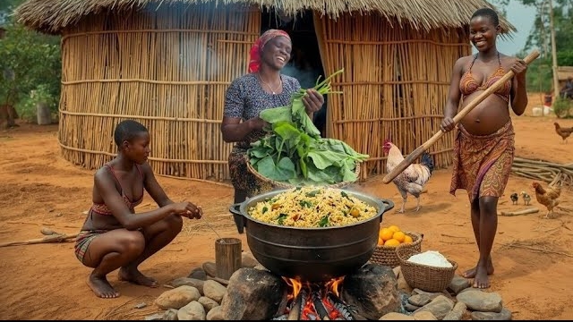 Готовлю для своей семьи традиционный ужин. Молочный рис и овощи. Жизнь в Кении