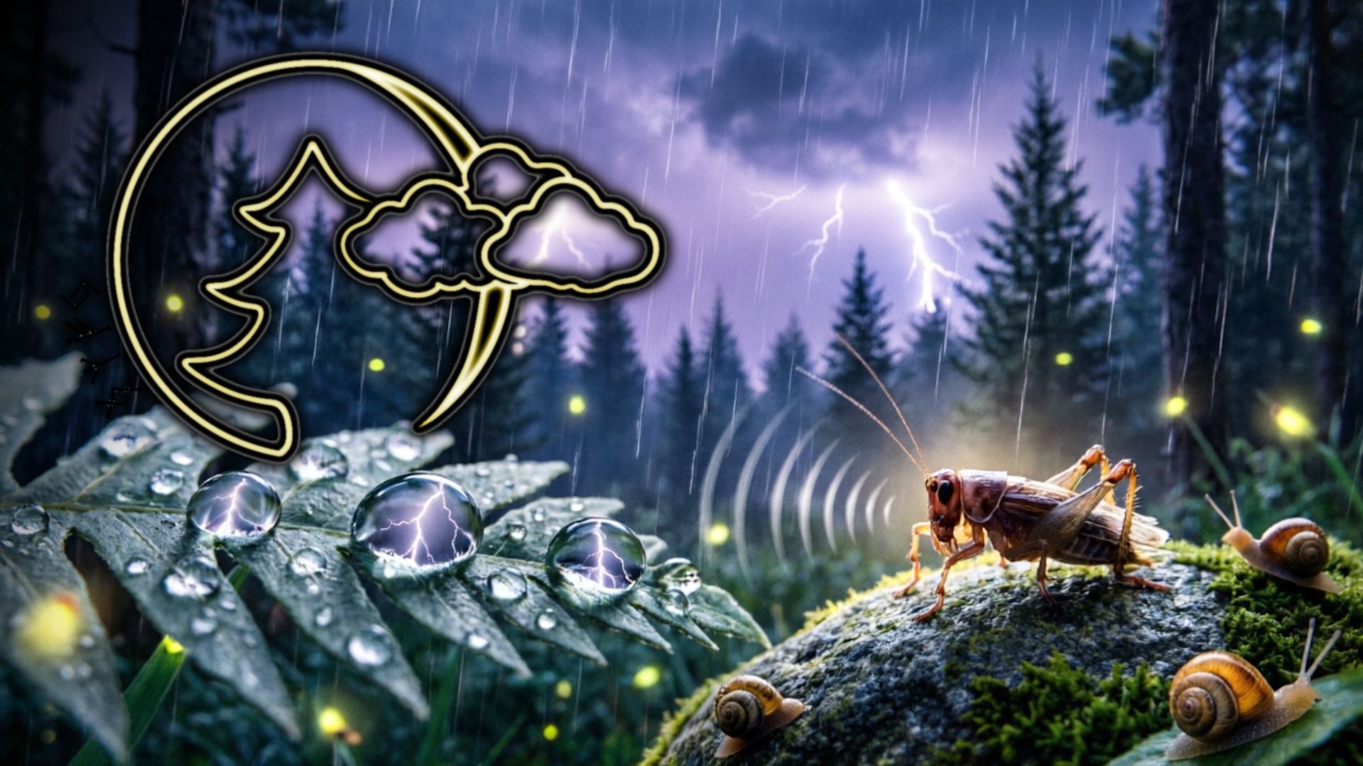 🦗 Звук дождя и грозы 🌧️ Пение сверчка в лесу для глубокого сна | Релакс, медитация, Relax music