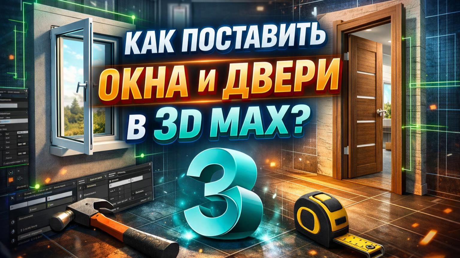Как быстро и просто поставить окна и двери в 3ds max?