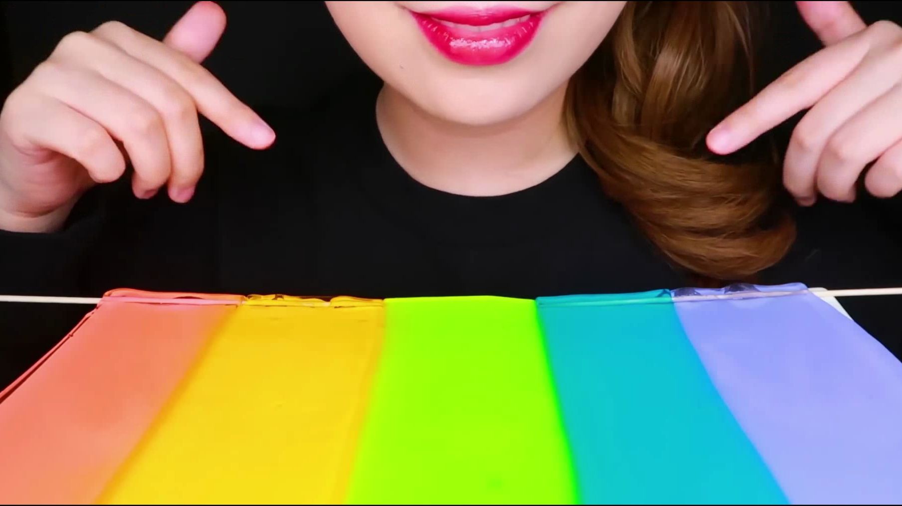 😋 ASMR Мукбанг Радужное Листовое Желе — Звуки дрожащего желе до мурашек! 💖