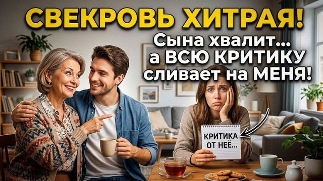 Истории из Жизни \ Свекровь хитрая сама она сына только нахваливает, а всю критику пытается..