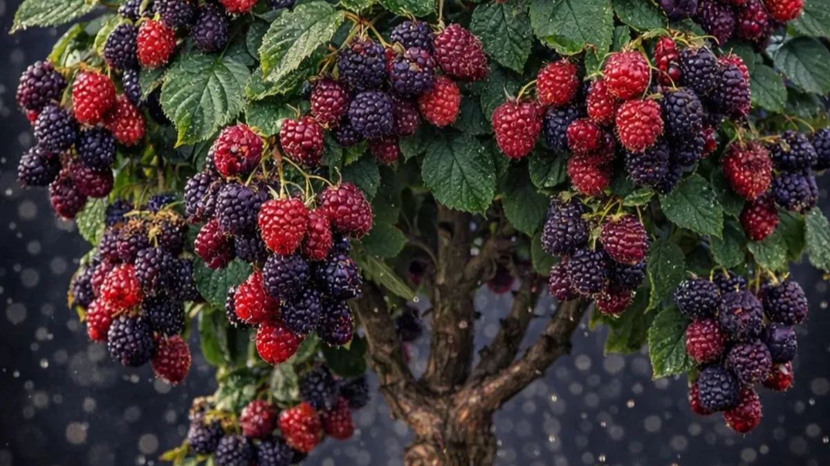 Приобрела новый сорт малины.Малиновое дерево  Король ночи.