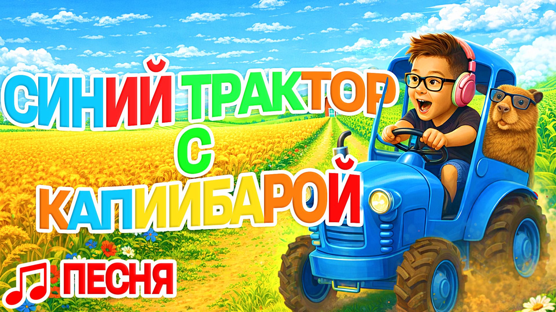 Синий трактор и капибара - Песенка мультик для детей