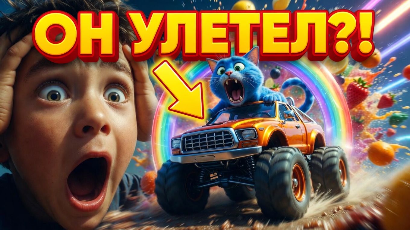 КУДА ОН ЛЕТИТ?! 😱 Синий Кот на Монстр-Траке! | Развивающий мультик для детей