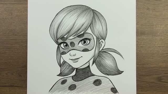 Урок рисования — Как шаг за шагом нарисовать Ледибаг из мультсериала «Чудесная божья коровка»