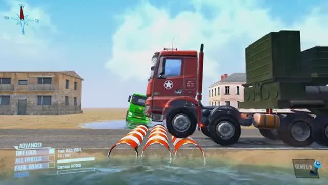 Мультики для малышей. Мультики про машинки . Грузовики преодолевают препятствия