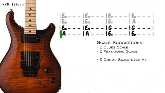 Heavy Driving Rock Guitar Backing Track in Em