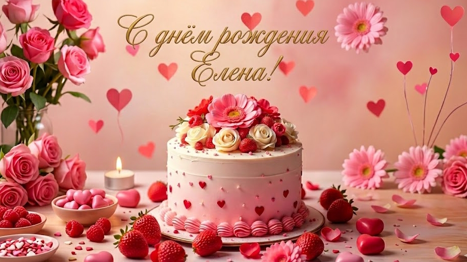 Елена, с днем рождения! 🌷 Красивая видео-открытка (Новинка 2026)