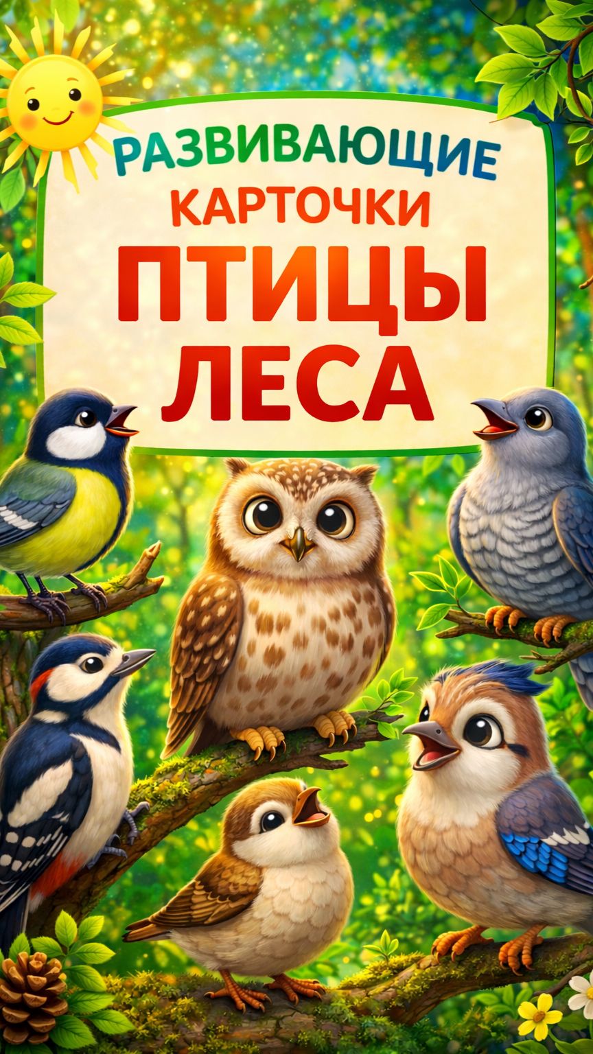 Птицы Леса - Обучающие Карточки для малышей!
