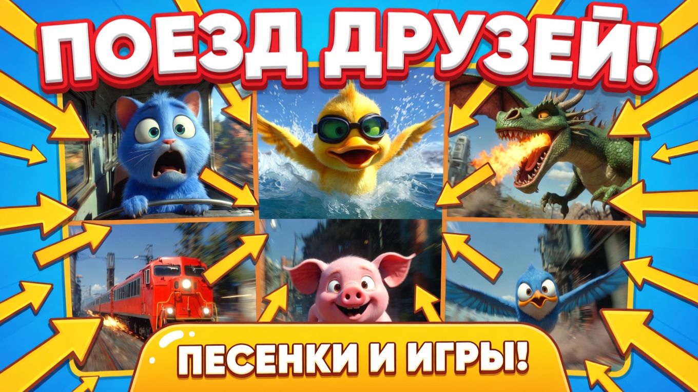 ЧУХ-ЧУХ! 🚂 Поезд с Котенком и его Друзьями-Животными | Развивающий мультик для детей