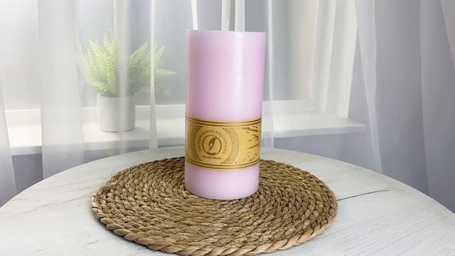 Свеча-столбик СТОУН ХИТ, сиреневая, 20х10 см, 178329-свеча