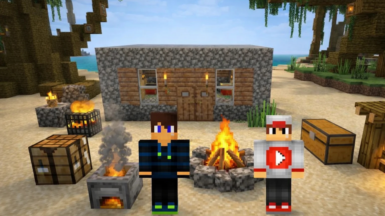 Новое Выживание на острове с Лисëнком "день-1" в майнкрафт {Белчëнок}