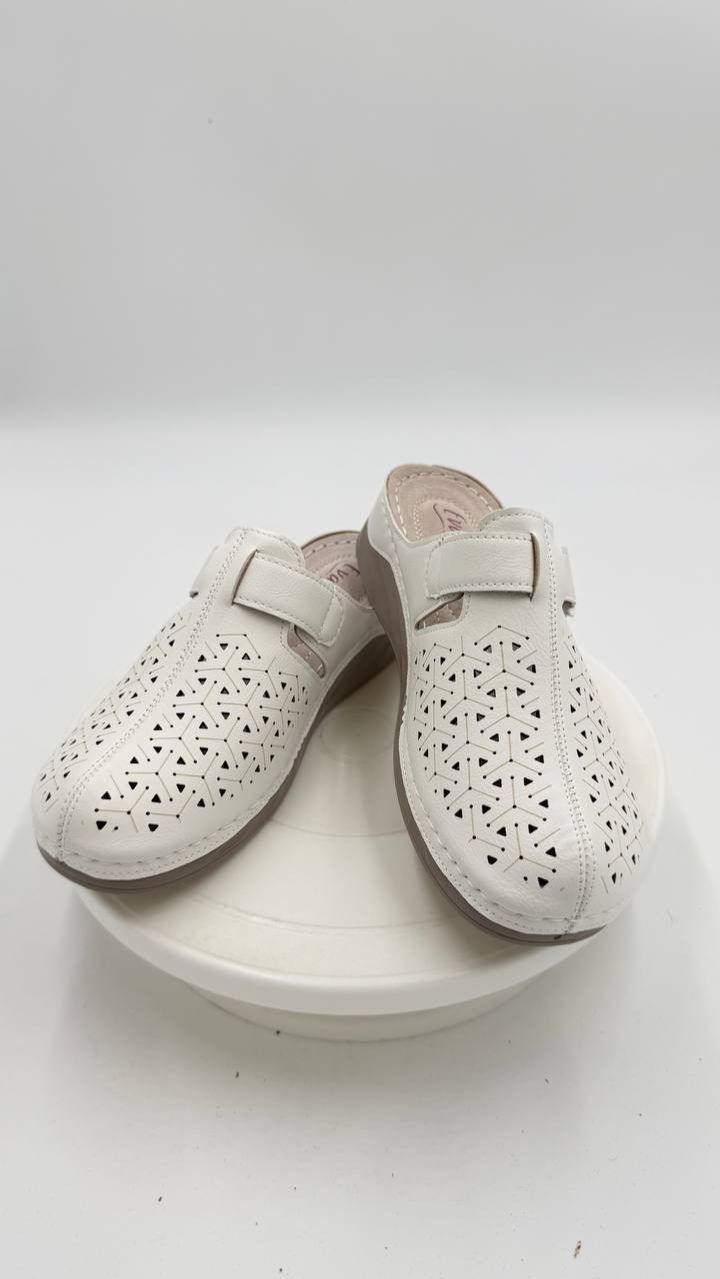 Сабо летние женские на широкую ногу на косточку Evalli cc25 301 Белый