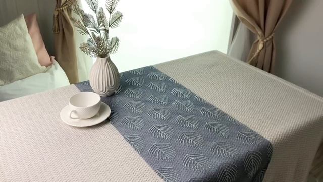 Ткань для декорирования ИЗЯЩНЫЙ ОРНАМЕНТ, листья, голубая, 35x200 см, 611586-3