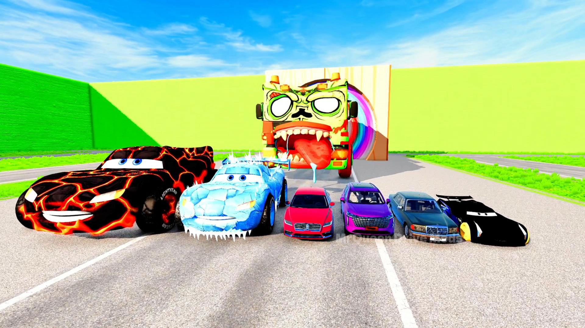 Пожарная машина-зомби против поезда | BeamNG.Drive