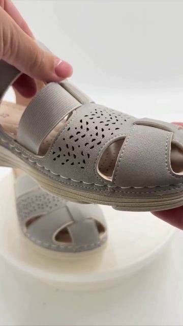 Босоножки женские летние на липучке на широкую ногу Evalli yhe 24140 a14 Серый