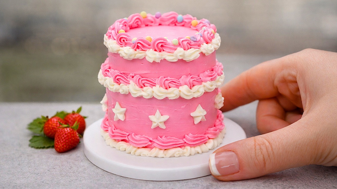 Такой вкусный и освежающий клубничный мини торт Ламбет! 🍓🍰 Весенний мини торт! 😍 Мини Кухня