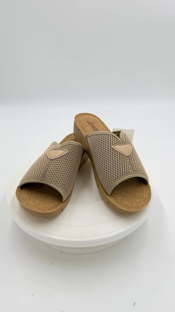 Тапочки женские летние на широкую ногу 60101 Бежевый