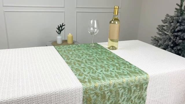 Ткань для декорирования ИЗЯЩНЫЙ ОРНАМЕНТ, колосья, тёмно-зелёная, 35x200 см, 611582-3