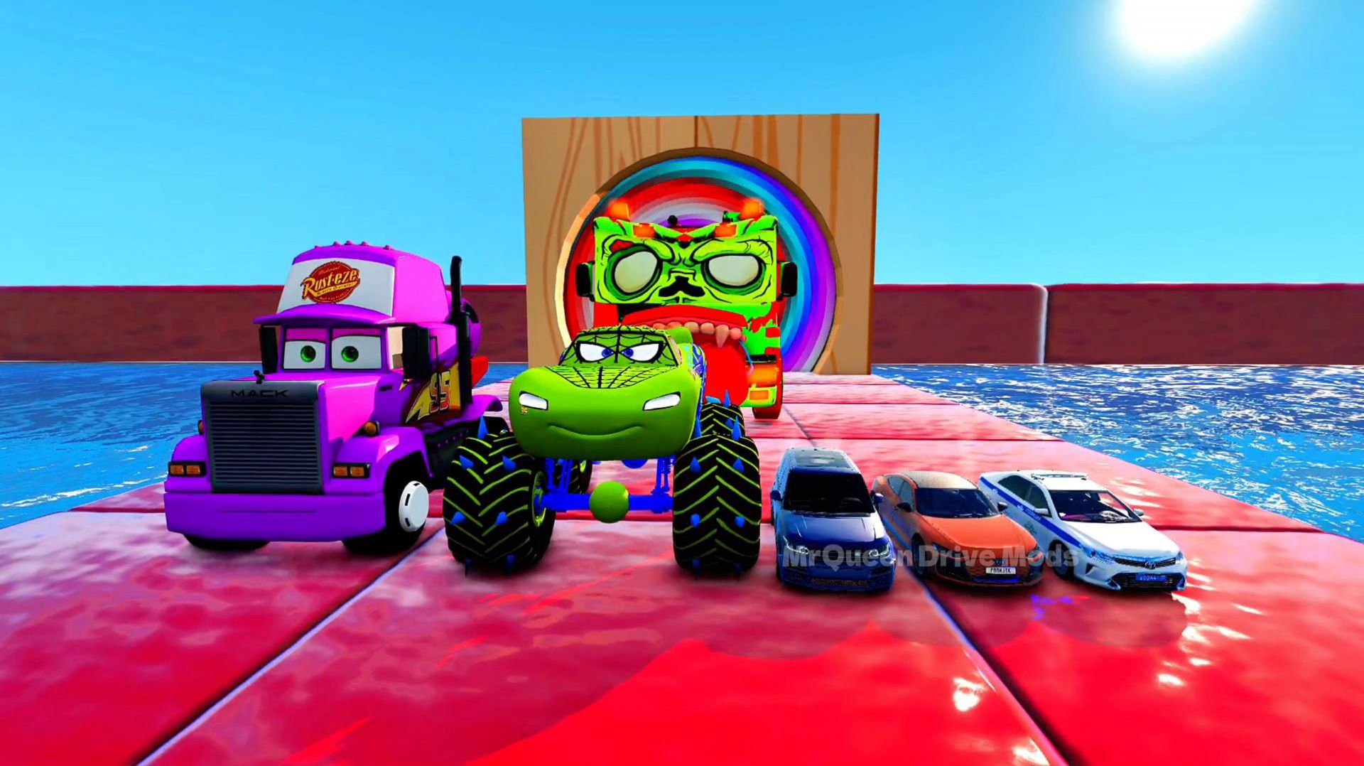 Пожарная машина-зомби против поезда | BeamNG.Drive