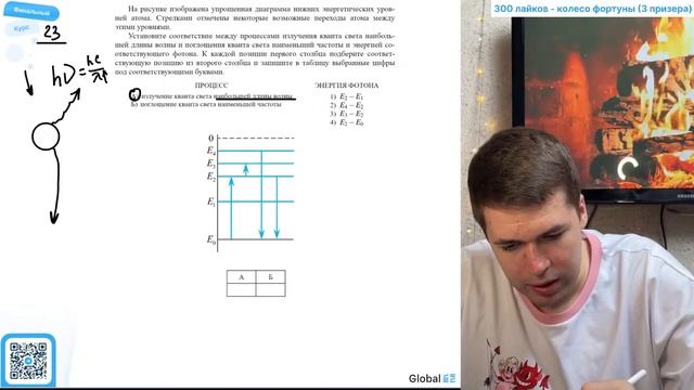 На рисунке изображена упрощенная диаграмма нижних энергетических уровней атома. Стрелками - №22249