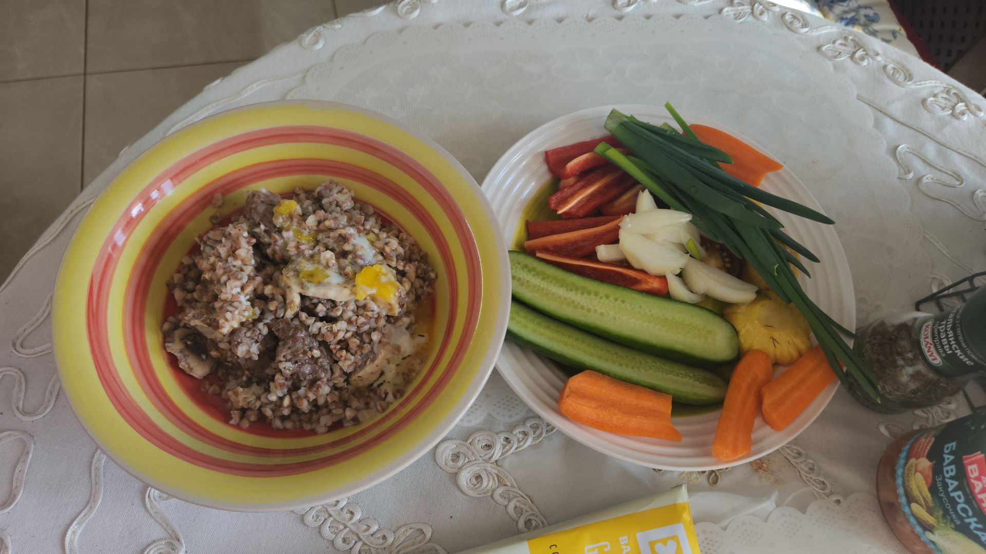 Снова гречку в хлебопечку с мясом, грибами и яйцом 🍝 🐄 🍄🥚 🤖