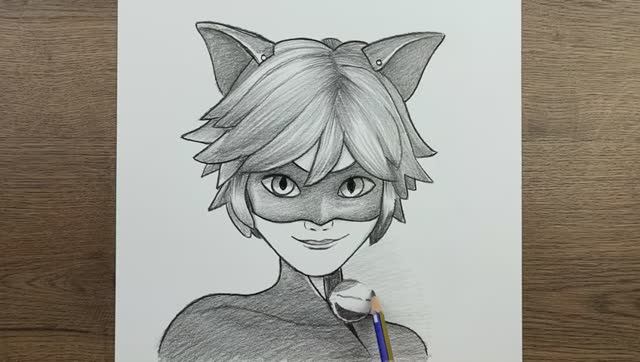 Как нарисовать чёрную кошку из мультсериала «Леди Баг и Супер Кот» — пошаговое руководство