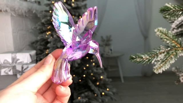 Ёлочное украшение РАДУЖНАЯ КОЛИБРИ, лиловая, акрил, 10 см, T2031-2