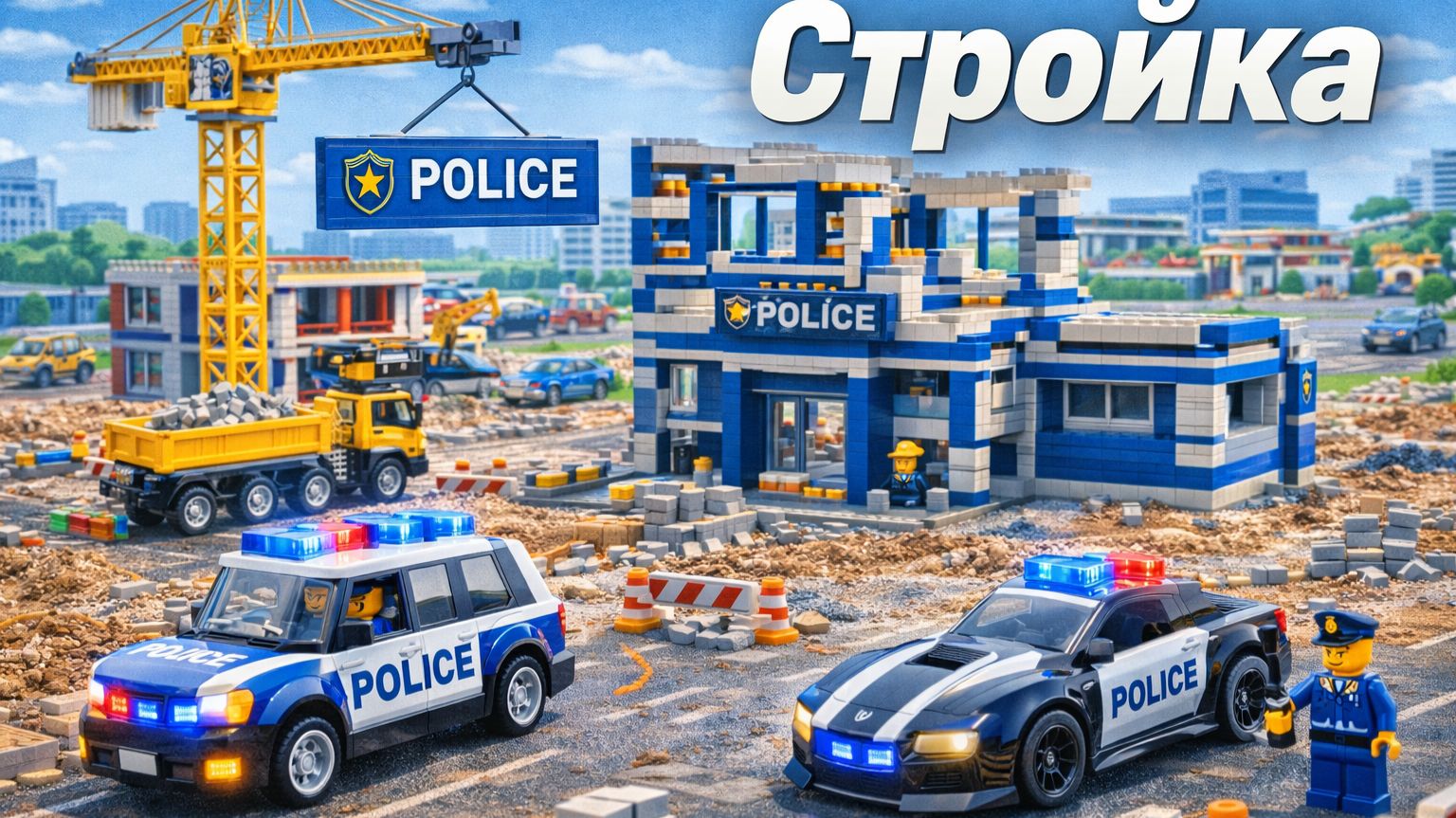 Строим полицейский участок! 🚗 Побег и погоня с крутыми машинами 🚓 Мультик для детей