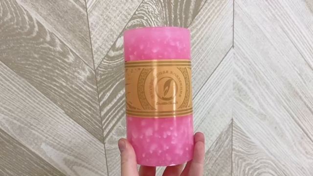 Свеча-столбик СТОУН ХИТ, розовая, 15х8 см, 178828-свеча