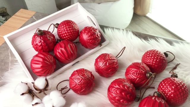 Набор стеклянных шаров ВАРЬЕТЕ РУЖ, 8 см, 12 шт., в подарочной коробке, 19039-23015-набор-2