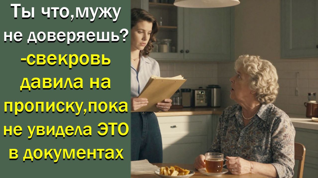 Ты что, мужу не доверяешь?- свекровь давила на прописку, пока не увидела ЭТО в документах