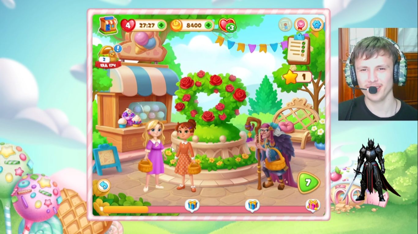 тёмный рыцарь начал проходить новую мине игру в долине сладостей. 24 серия.