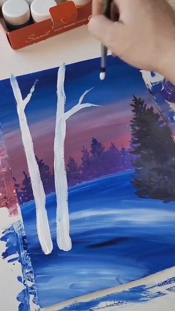 Сможет каждый! Простой зимний пейзаж