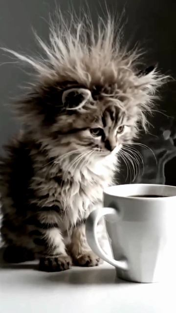 Футаж ПУШИСТЫЙ СЕРЫЙ КОТЕНОК № 523