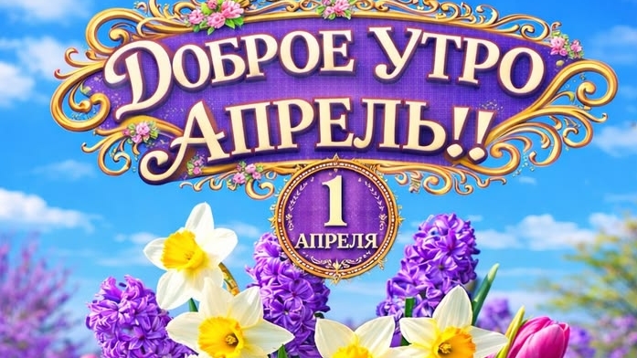 Доброе апрельское утро! 1 апреля! Красивая музыкальная открытка.
