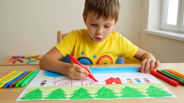 Рисунок мальчишки. Видео в нейросети