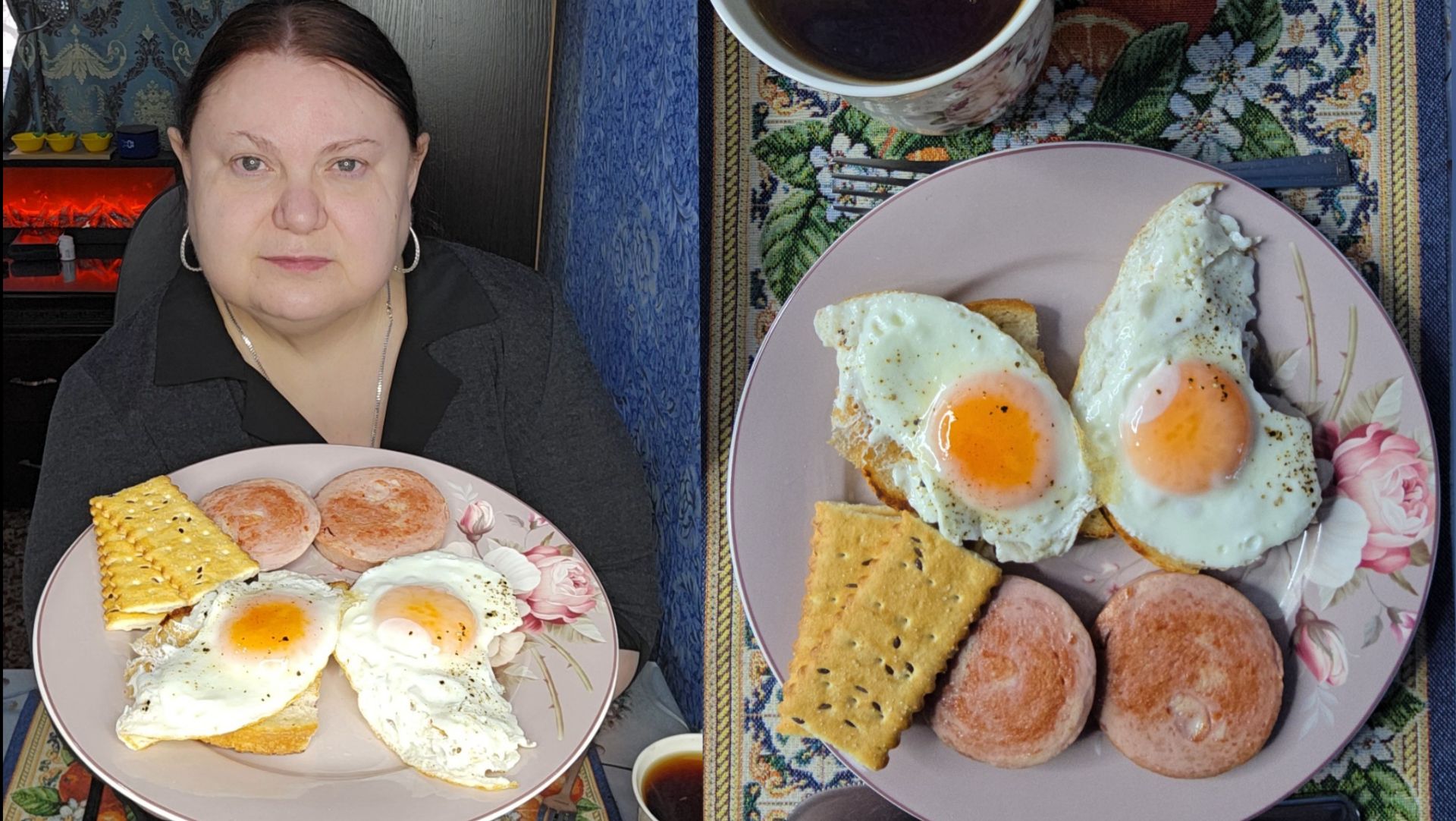 Яичница 🍳 Мукбанг ☕️ еда