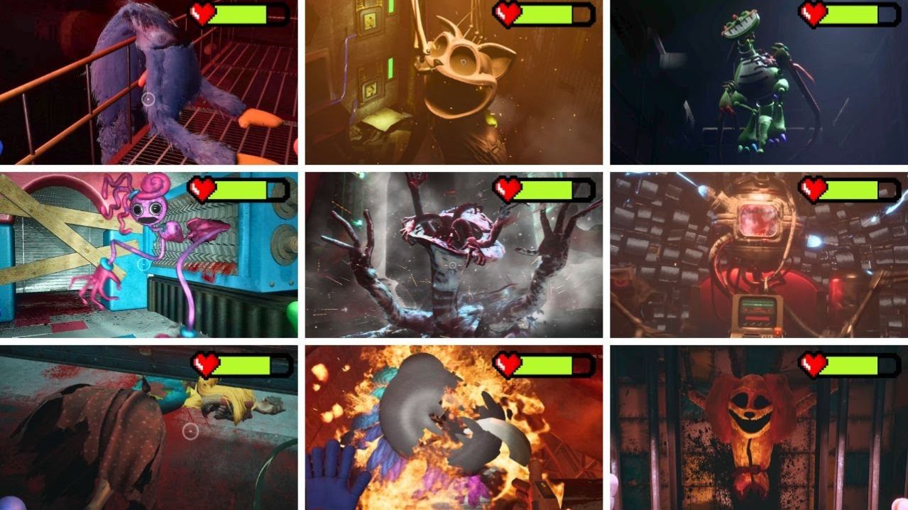 Все боссы Poppy Playtime 1-4, с полосками жизни