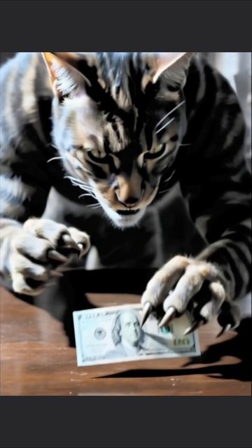 Крутой котяра-монстр, доллар и лысый мужик)