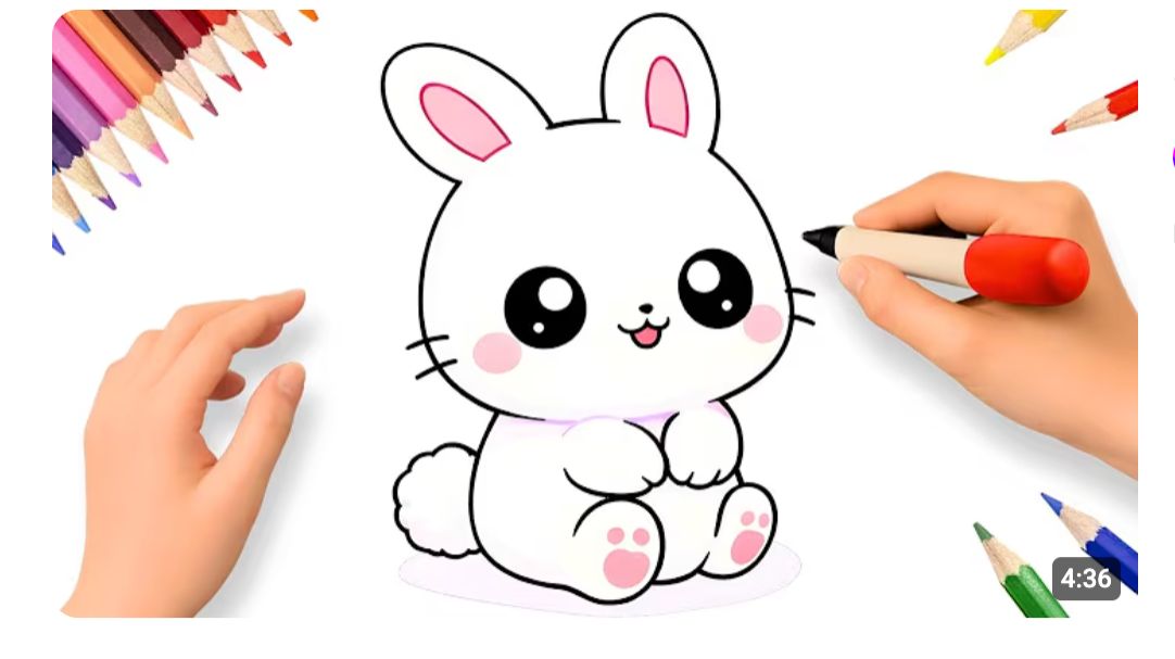 КАК ПРОСТО НАРИСОВАТЬ МИЛОГО ЗАЯЦА В СТИЛЕ КАВАЙИ 🐇