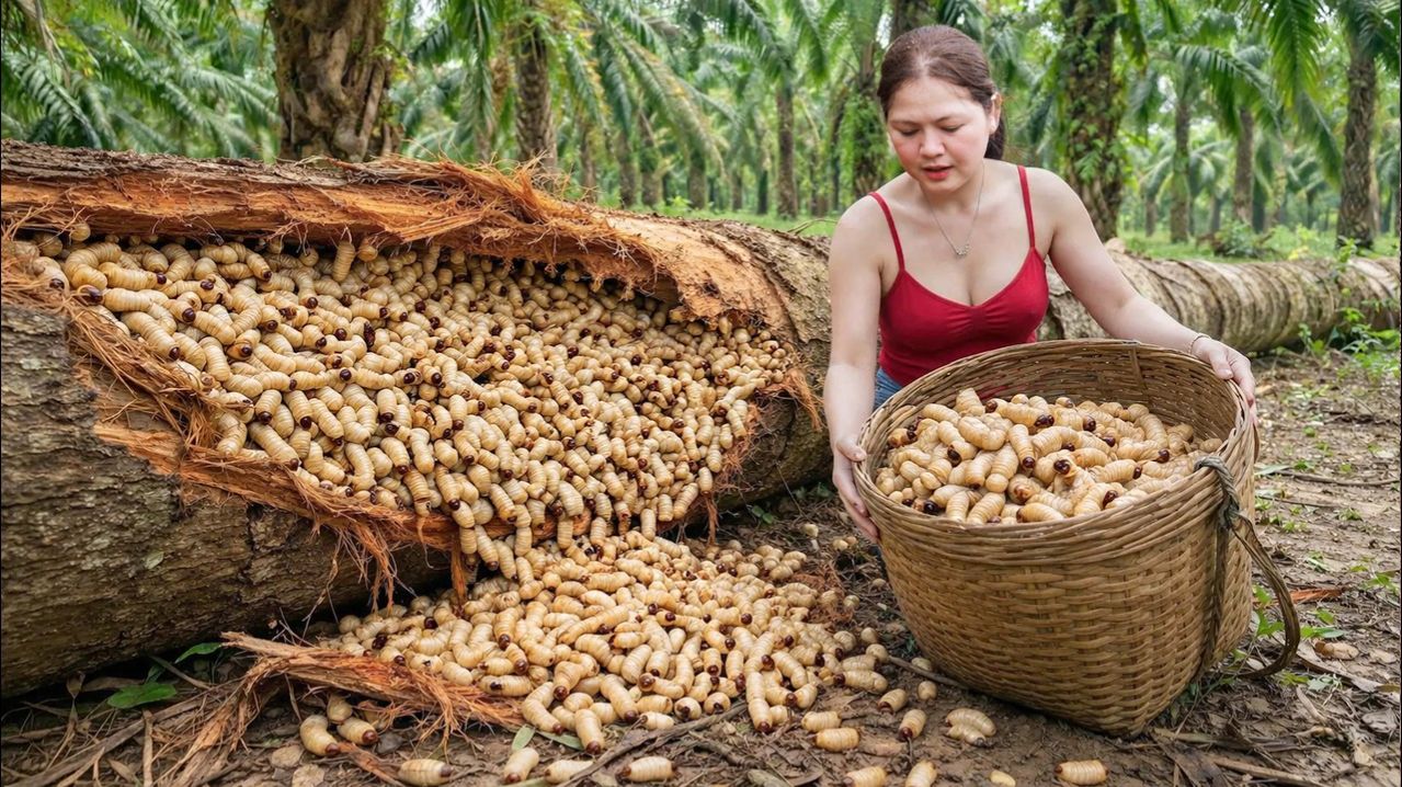 Сбор пальмовых долгоносиков через 100 дней | От яйца до редкого деликатеса в дикой природе